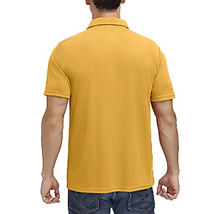 MOHEEN Quick Dry Golf Shirts for Men - Moisture Wicking Short-Sleeve Casual Polo Shirt(Yellow,XL)