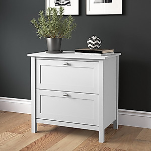 Bush Furniture Lateral File Cabinet with Satin Chrome Hardware Broadview Collection 2 Drawer Filing Unit for Home Office