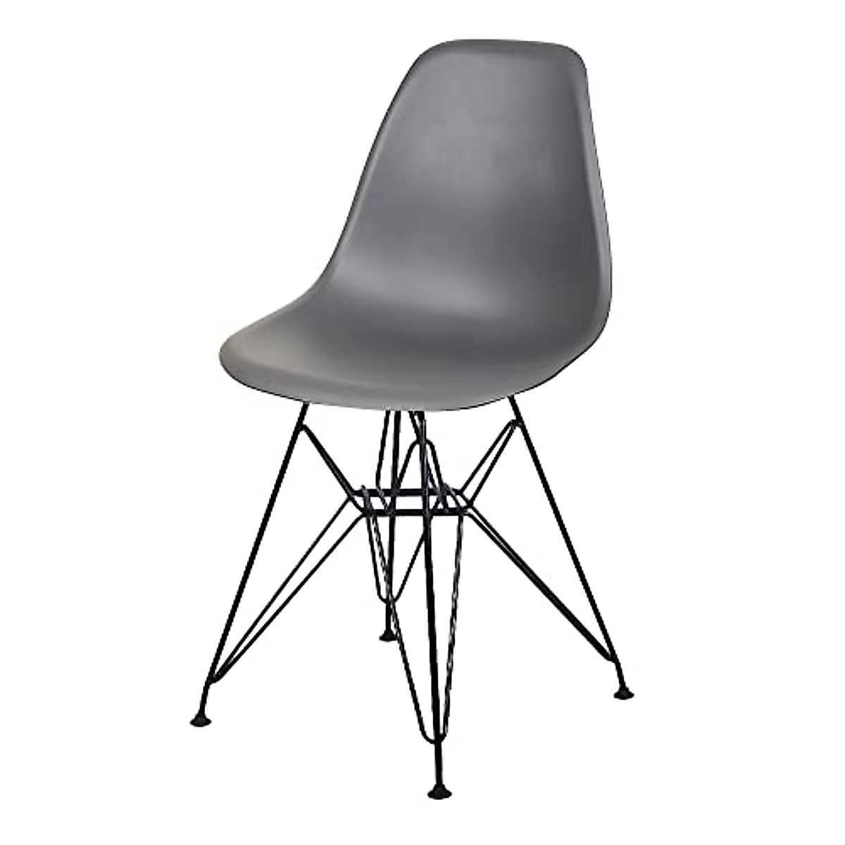 GIA Contemporary Armless Dining Chair with Black Metal Legs, Set of 1, Dark Gray
