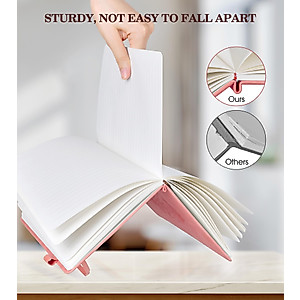 Lined Journal Notebook for Women, A5 Pink Hardcover Leather Journals for Writing, 200 Pages Thick Travel Daily Journal, College Ruled Notebook for Work School, Note Taking, Business 5.75'' X 8.38''