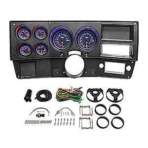 GlowShift 6-Gauge Cluster Package Compatible with Chevrolet Chevy K5 Blazer 1973-1991 - Black 7 Color Speedo, Tach, Oil Pressure, Water Temp, Fuel Level & Volt Gauges - Direct Fit Dashboard Panel Pod