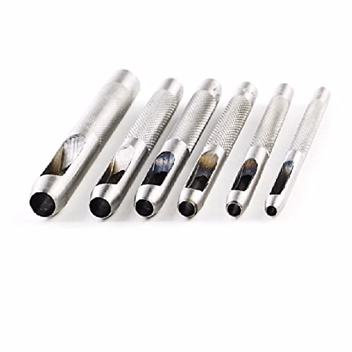 Carbon Steel Hollow Leather Punch Set Kit Heavy Duty Round Leather Hole Tool for Watch Cloth Belt Gaskets (6Pieces(Inch) Hollow Punch Set)