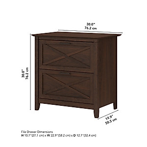 Bush Furniture Key West 2 Drawer Lateral File Cabinet in Bing Cherry
