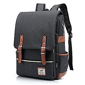 Furivy Unisex Oxford Retro Style Laptop Backpack College School Bag Student Daypack Rucksack Black
