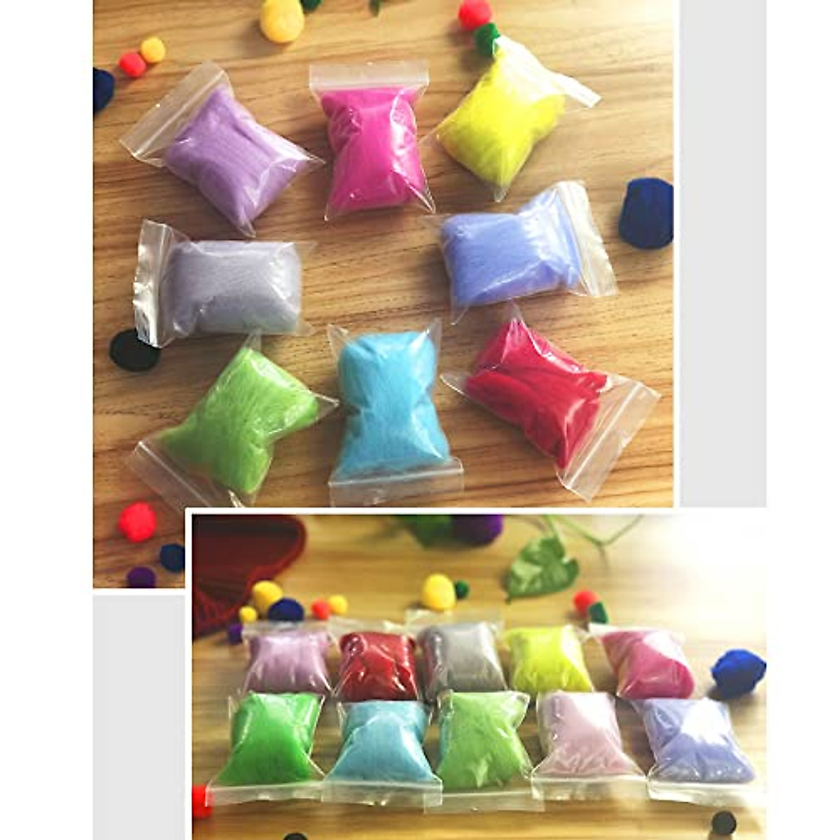 Needle Felt Wool-25 Colors Wool Fibre Roving for DIY Felting Wool Projects 3g/Color