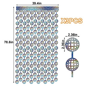 Mity rain 3 Packs Disco Ball Foil Curtain, 70s Party Decoration for Disco Bachelorette Party/Birthday/New Years Eve, Disco Ball Backdrop with Sequin, Disco Party Decoration Photo Booth 9.8 × 6.6 ft