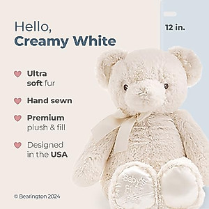 Bearington Creamy White Teddy Bear Plush, 12 Inch Creamy White Stuffed Animal