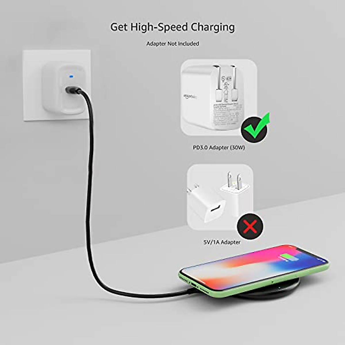 Amazon Basics 15W Qi Certified Wireless Charging Pad (No AC Adapter)