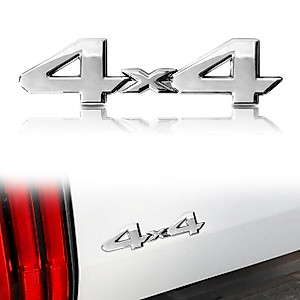 Universal 4X4 Emblem Badge 3D Logo, Full Coverage Adhesive Replacement Compatible with Toyota 4Run, Tac, Tun SUV Truck Pickup Model, 3D Metal Matte Black Logo Trunk Badge (Silver)