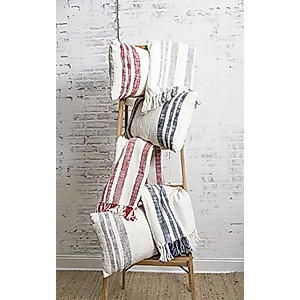 carol & frank Morgan Ink Throw Blanket Modern Fringe Stripes Blanket Soft Cozy for Couch Sofa Bed 50x60 inches Indigo