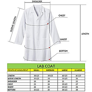 TALVANIA Lab Coat Women White Long Sleeve Uniform Lab Coats Cotton Laboratory Doctor Nurse Coat (X-Large)