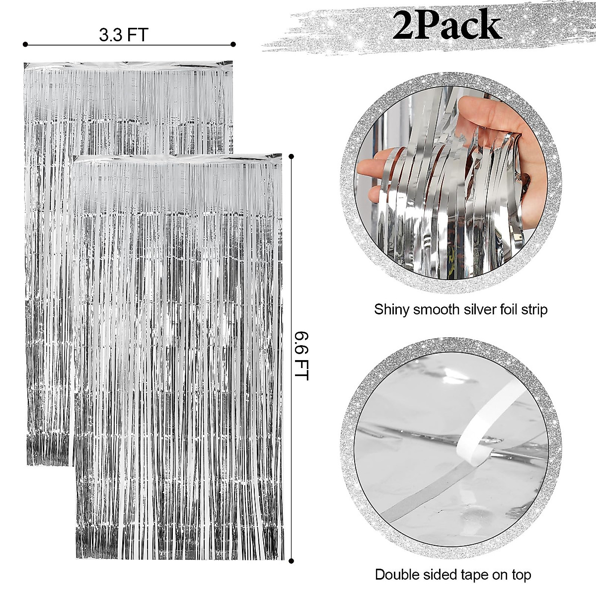 Vurxanqo Disco Party Decor，Disco Ball Balloons，70s 80s 90s Theme Party Decor，Silver Backdrop Curtain，Silver Fringe Sequin Backdrops，Bachelorette B'day Iridescent Streamers Party Decor，Silver，Gold