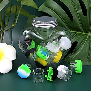 YOHOSA Glass Wax Container Concentrate Jar with Silicone Lids silicone containers for wax 6ml 15pcs （Color mixing）