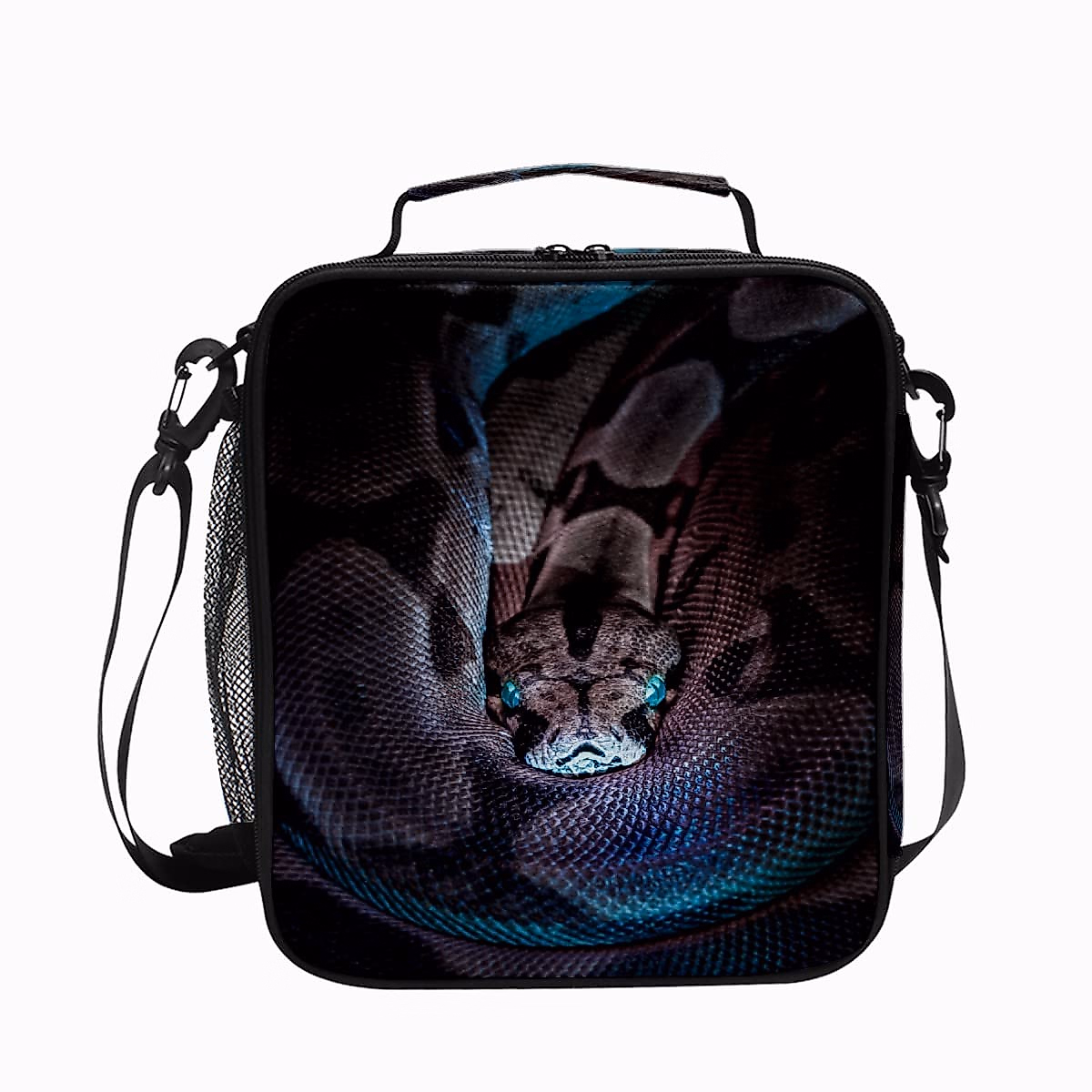 Snake Python Snakeskin Insulated Lunch Bag Reusable Cooler Lunch Box Freezable Thermal Leak-proof Tote Shoulder Strap for Office Picnic Lunch Tote Bag