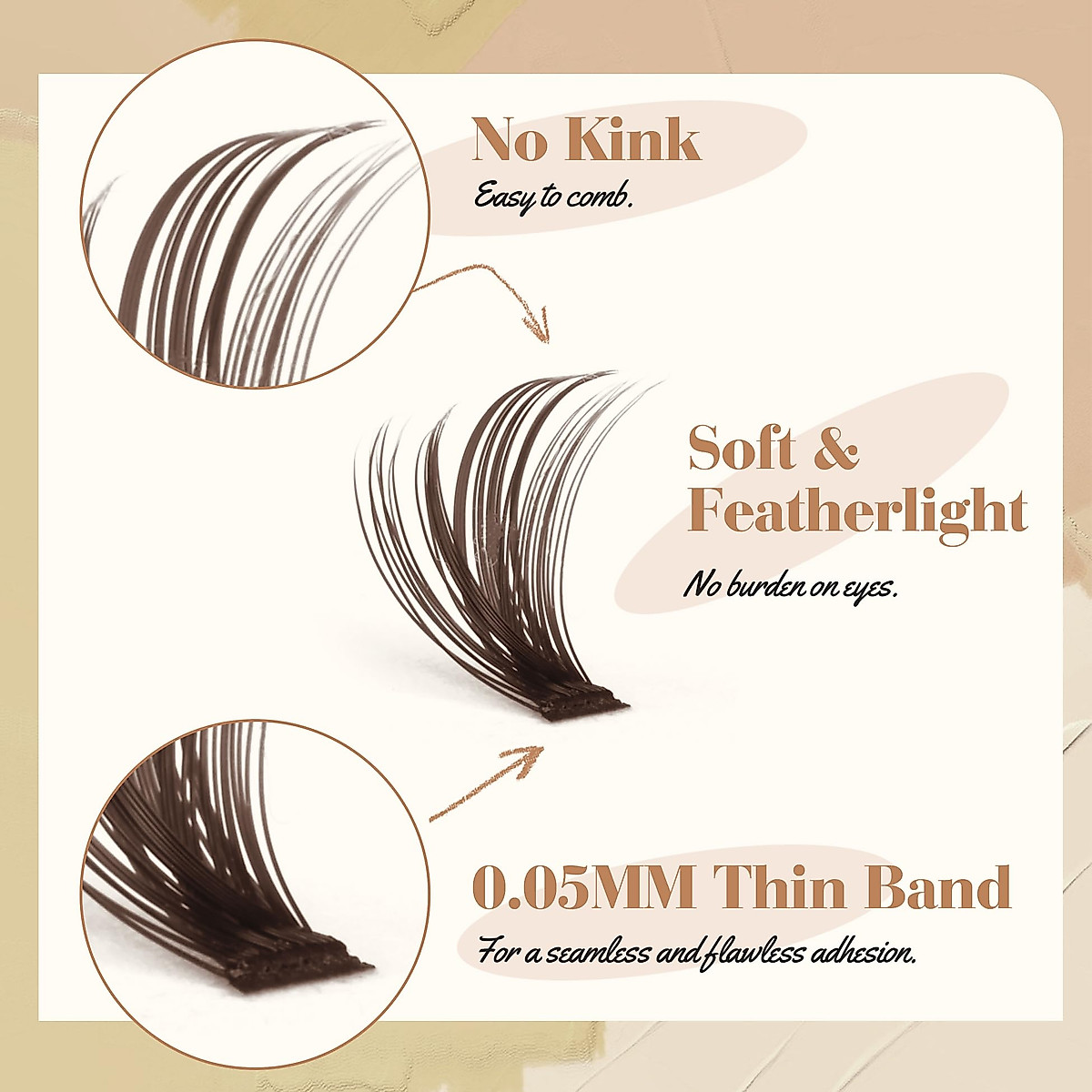 Brown Lash Individuals 200 Pcs Natural Wispy Brown Eyelashes Extension D Curl False Cluster Lashes Brown Fake Eyelashes Clusters