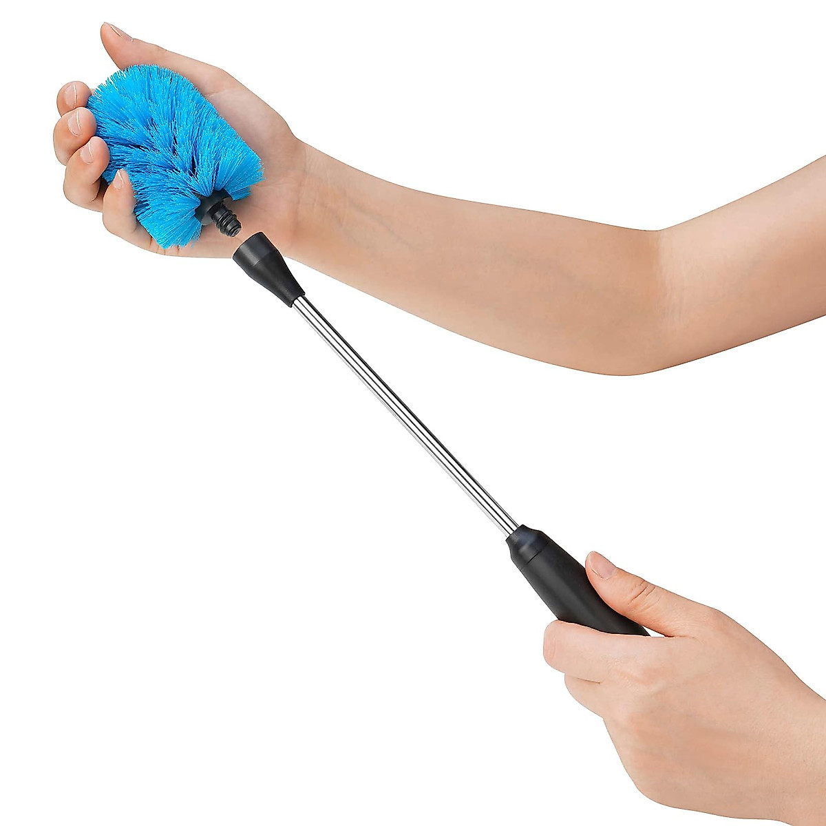 MOSOLAN Stainless Steel Bottle Brush, 2 Pack Long Handle Water Bottle Scrubbing Brush with Removable Head, Built for Cleaning Sports Bottles, Baby Bottles, Cups, Mugs, Glasswares, Flask, 13 in - 15 in