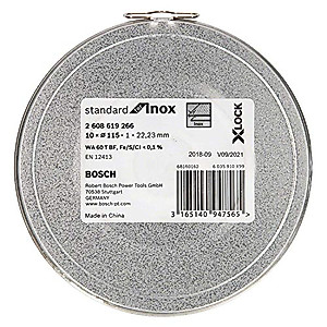 Bosch Professional 2608619266 Pack of 10 Straight Cutting Disc Standard (for INOX, X-Lock, Diameter 115 mm, Bore Diameter 22.23 mm, Thickness 1 mm)