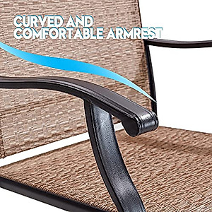 VICLLAX 5PCS Outdoor Swivel Bar Sets, Bar Height Patio Set with 4 Patio Bar Stools and 1 Square Bar Table with Umbrella Hole, Black Frame