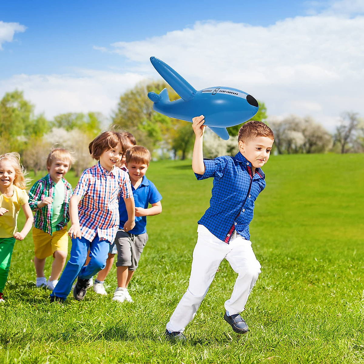 12 Pieces Inflatable Airplanes Aircraft Inflates Plane Inflated Toys for Kids Birthday Shower Party Decoration Supplies Jets Airplane Toys Airplane Birthday Party Supplies 24.5 and 15.75 Inch