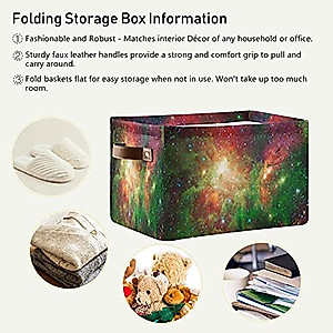 TropicalLife Rectangular Storage Bin Cube Galaxy Star Space Nebula Foldable Organizer Basket with Handles, Collapsible Storage Box for Kids Toy Shelf Closet Nursery