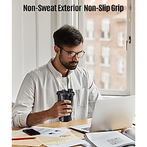 Domusensus 20oz Tumbler with Lid and Straw, 2025 New Insulated Coffee Cup with Mag Straw Topper, Fully Spill Proof Travel Coffee Mug, Stainless Steel Coffee Tumbler for Work Home Outdoor Car-Black