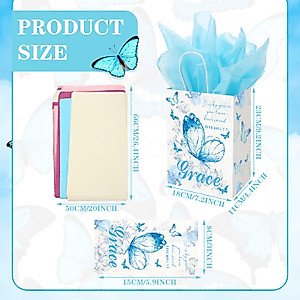 24 Pcs Bible Verse Paper Gift Bags Religious Butterflies Party Favor with 24 Tissues and Card Christian Wrapping Bags with Handles Baptismal Gifts Bags for Girls Women Spring Wrapping Bags Birthday
