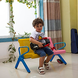 Walmokid Children Kids Chairs 2 Seat & 3 Colors Chairs with Steel Frame for Toddlers Kindergarten Home Indoor Use（Pink&Yellow&Blue）…