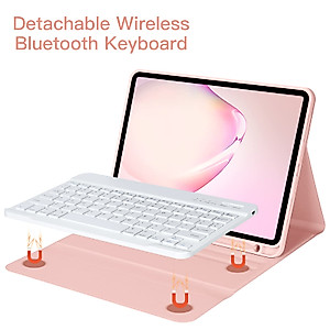 BQSS Keyboard Case for iPad Air 11 Inch (M2) 2024 Wireless Keyboard Case for iPad Air 10.9 Inch 5th/4th Generation 2022 Detachable for iPad air 4th 2020 for iPad Pro 1st Case with Pencil Holder Pink