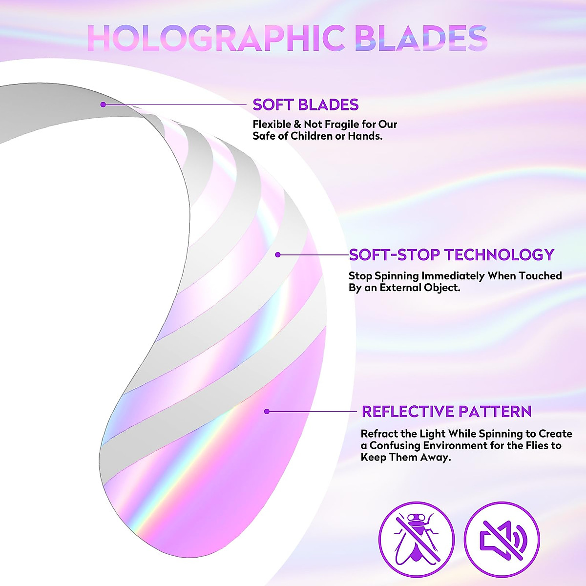 Fly Fans for Tables, Fly Fans Keep Flies Away from Patio, Portable Outdoor Picnic Fan with Holographic Blades for Picnic, Party, Restaurant, Kitchen, Camping and BBQ 4 Pack