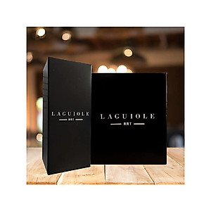 LAGUIOLE hunting knife, wood handle, with brown leather case, 19cm