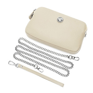 YALUXE Leather Wristlets for Women Clutch Wallet Wrist Strap Crossbody Zip Pocket long Shoulder Chain