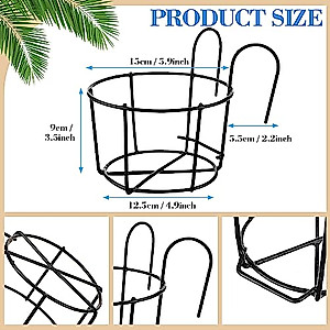 Dandat 24 Pcs Hanging Railing Planters 6 Inch Flower Pot Holders Black Potted Stand Railing Planter Iron Rack Balcony Planter Basket Small Shelf Container for Indoor Outdoor Balcony Fence Garden