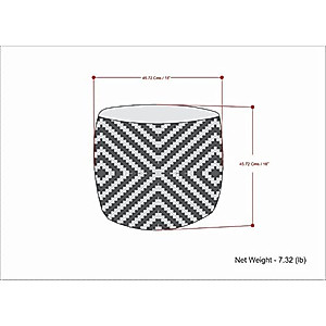 SIMPLIHOME Kent Boho Round Woven Outdoor/ Indoor Pouf in Grey and Yellow Recycled PET Polyester for the Living Room, Family Room, Bedroom and Kids Room