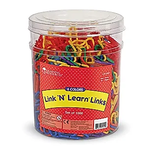 Learning Resource Rainbow Link 'n' Learn Links - Bucket of 1000 Pieces, Ages 4+| Grades PreK+ Preschool Supplies for Classroom and Homeschool, Early Counting & Sorting Skills