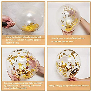 50pcs Gold Confetti Latex Balloons, 12 inch Gold Balloons with Golden Paper Dots for Graduation Wedding Birthday Baby Shower Party Decorations