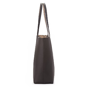 Overbrooke Reversible Tote Bag, Black & Sand - Premium Vegan Leather Womens Shoulder Tote