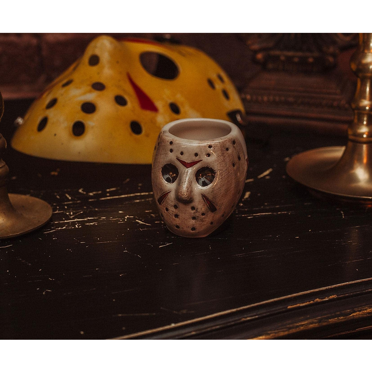 Freddy vs. Jason Faces Sculpted Ceramic Mini Mugs, Set of 2 | BPA-Free Small Coffee Cups For Espresso, Caffeine, Beverage | Home & Kitchen Essentials | Horror Movie Collectible | Each Holds 4 Ounces