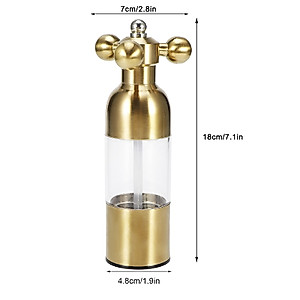 Pepper Mill, Pepper Grinder, Refillable Pepper Salt Spice Mill Grinder, Seasoning Grinding Kitchen Tool, Stainless Steel Sea Salt Grinder for Cooking Home Kitchen(Gold)