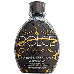 Dolce Black Bronzer Tanning Lotion - Indoor/Outdoor Tanning Lotion for Tattoo & Color Fade Protection - Anti-Orange, Anti-Aging & Anti-Wrinkle Natural Tanning Bed Lotion