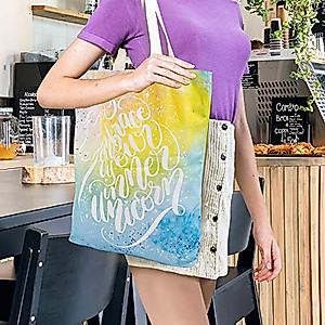 NymphFable Canvas Bag Dream Unicorn Shopping Bags Reusable Canvas Tote Bag Foldable Washable