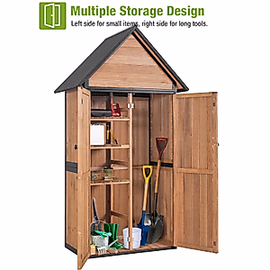 GUTINNEEN Shed Outdoor Storage Upgraded with Durable Metal Frame Garden Shed Tool Storage Cabinet with Wooden Floor Adjustable Shelfs 2.5 x 1.4FT （Brown）