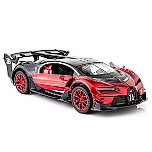 BDTCTK Bugatti Vision GT Supercar 1/32 Zinc Alloy Die Casting Pull Back Car Model Toy Sound and Light for Boy Girl Gift （red）
