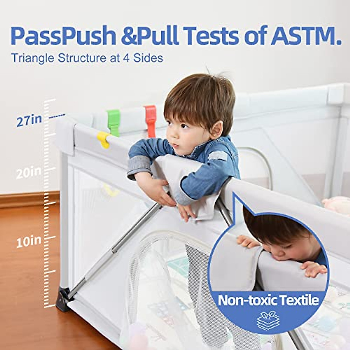 Baby Playpen Foldable, Tksd&m Large Play Yard,Playpen for Babies and Toddlers, Play Pens for Babies and Toddlers with Gate, Indoor & Outdoor Portable Play Pen