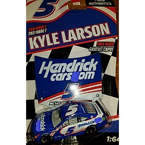 Action Racing 2021 Wave 7 Kyle Larson #5 Blue White 1/64th Scale Diecast with Matching Mini Hood Insert Car Measures 3inch L x 1inch W Tall