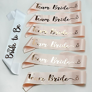 BLUPLE 6 Team Bride Sashes,1 Bride to Be Sash,Team Bride, Bachelorette Party Sash, Wedding Party Gift for Bridesmaids (7)