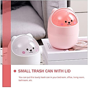 Cabilock Desktop Garbage Bin with Lid Lovely Mini Trash Bin Desktop Trash Container Cartoon Garbage Can Container for Home Office