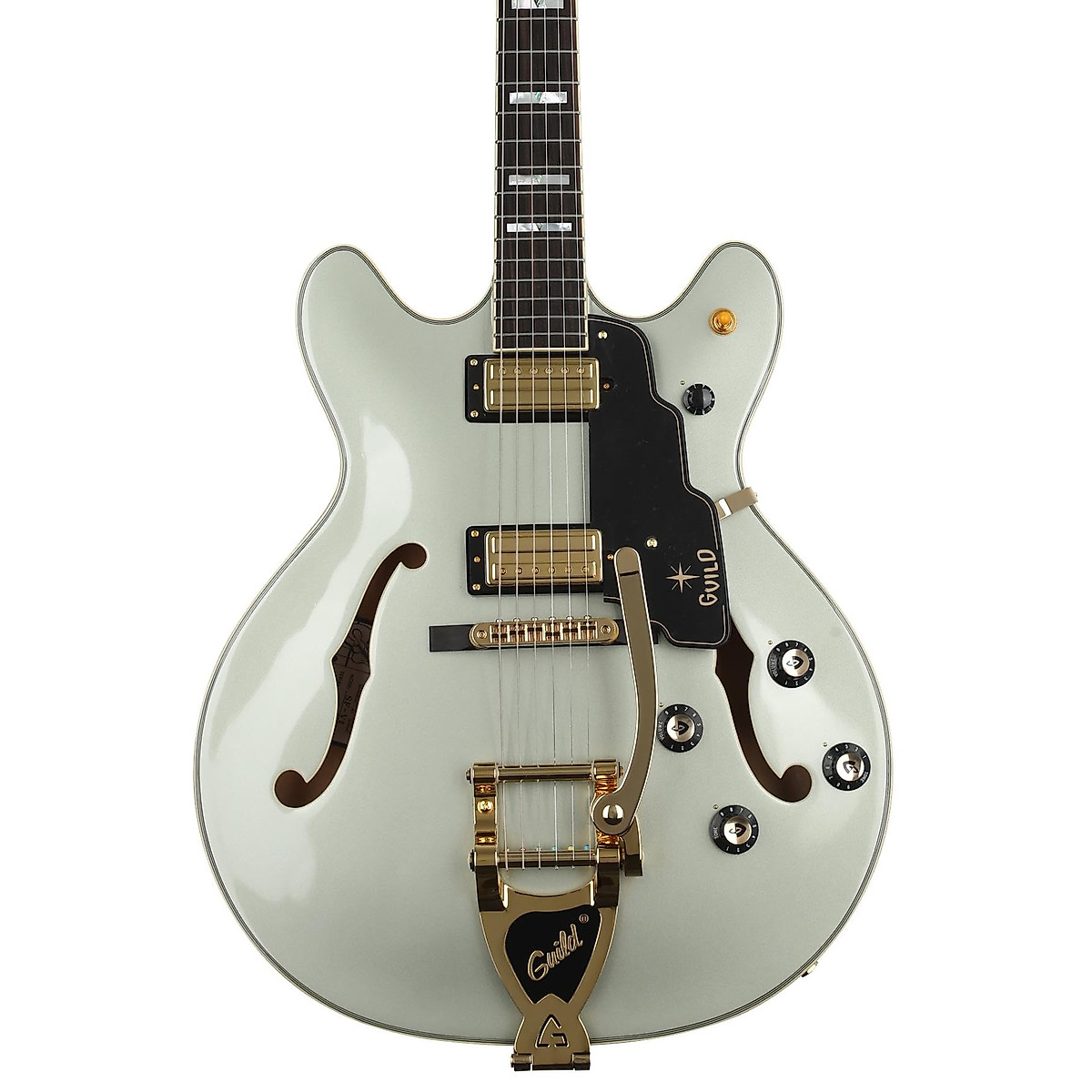 Guild Guitars Starfire VI Semi-Hollow Body Electric Guitar, Shoreline Mist, Double-Cut, Newark St. Collection