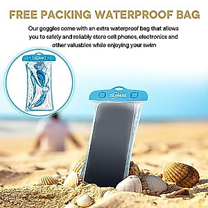 SILWARE Classic Swim Goggles, Colorful Silicone Swimming Goggles, Anti-Fog & Anti-UV, for Adult & Youth, with Waterproof Bag (Blue)