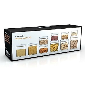 ClickClack Cube Pantry Food Storage Canisters, 1.0qt(×1)1.5qt(×2)2.0qt(×2)3.0qt(×2)3.5qt(×2)4.0qt(×1), White