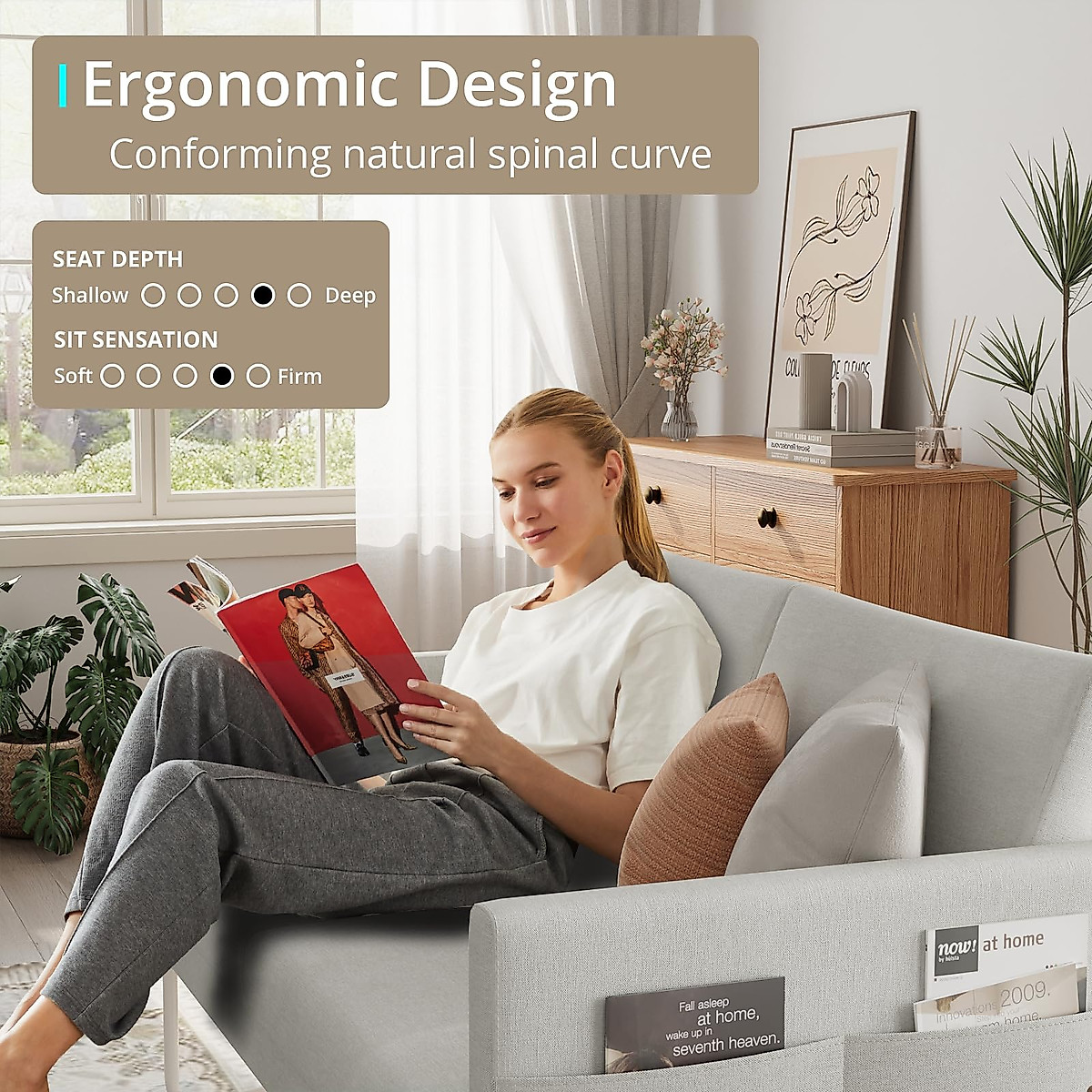 VOWNER Loveseat Sofa, 51" W Small Sofa Couch for Living Room, Modern Couches with Iron Legs, Linen Fabric Bedroom Small Couch for Small Space, Apartment, Office (Pearl Grey)